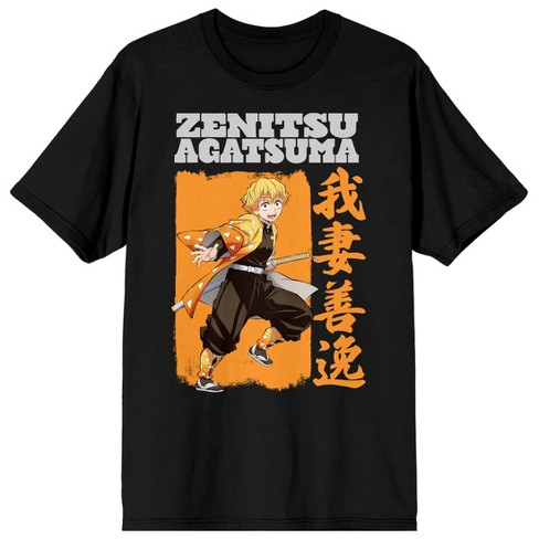 Demon Slayer Zenitsu Agatsuma Crew Neck Short Sleeve Men's Black T ...