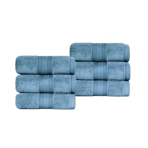 Luxury Cotton Heavyweight Solid Plush 6-piece Hand Towel Set, Denim ...