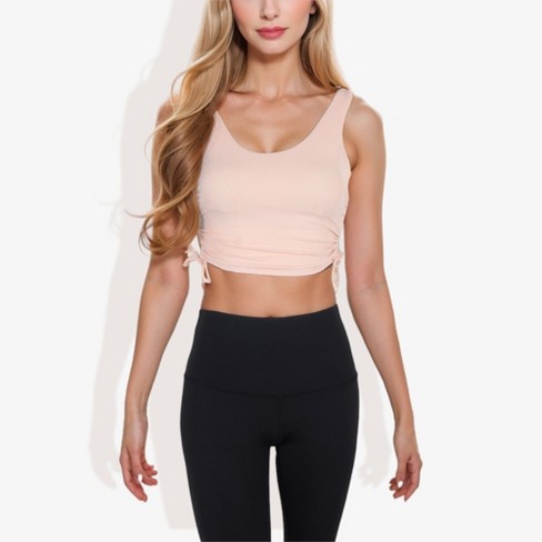 Anna-kaci Women's Ruched Side Crop Top With Sleeveless Design And Scoop ...