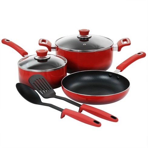 Oster 7 Piece Non Stick Aluminum Cookware Set In Red : Target