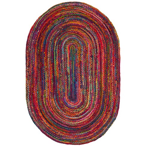 Braided Brd210 Hand Woven Area Rug - Red/multi - 7'6"x9'6" Oval ...