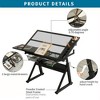 Hand Crank Adjustable Tempered Glass Drafting Table with Chair and ...