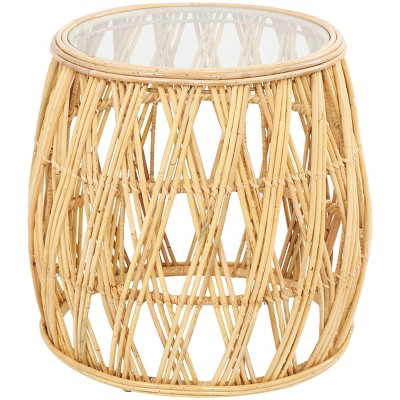 Olivia & May Rattan Handmade Woven Geometric Accent Table: No Assembly ...