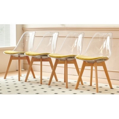 Four-pack Dining Chairs With Metal Legs And Plastic Seats For Elegant ...