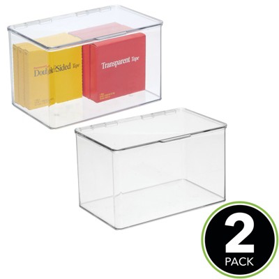 Mdesign Plastic Stackable Home Office Supplies Storage Box - 2 Pack ...