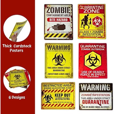 4E's Novelty 6 Zombie Warning Signs 11x14" with 20ft Caution Tape ...