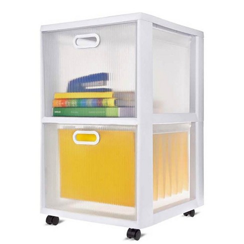 Sterilite Ultra 2 Drawer Filing Storage Cart, Plastic Rolling Cart With ...