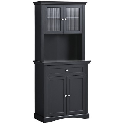 Homcom 71" Kitchen Pantry, Freestanding Buffet With Hutch With 3 ...