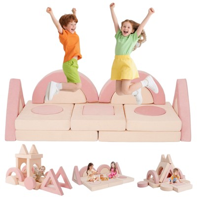 16-Piece Modular Kids Play Couch, Convertible Foam Toddler Sofa with ...