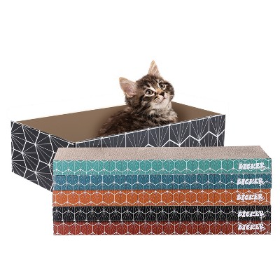 Opal 19" Modern Cardboard Happy Cat Head 2-in-1 Cat Cave Scratcher With ...