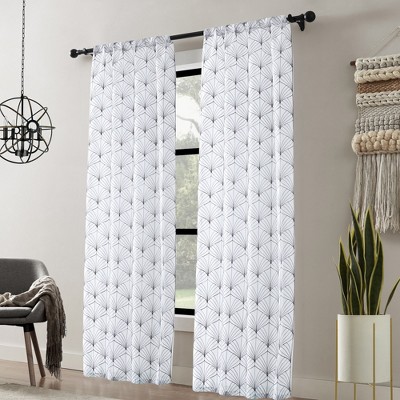 Set of 2 Modern Threads Sheer Fans Curtain Panel, Carbon : Target