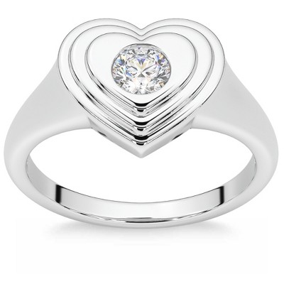 Pompeii3 1/4ct Diamond Solitaire Women's Sweetheart Signet Heart Ring ...