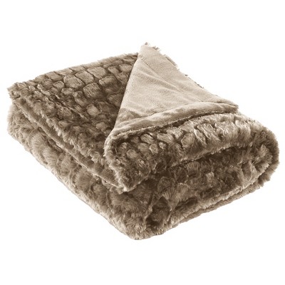 Modern Threads Reversible Faux Fur Braided Throw, 50 X 60, Silver : Target