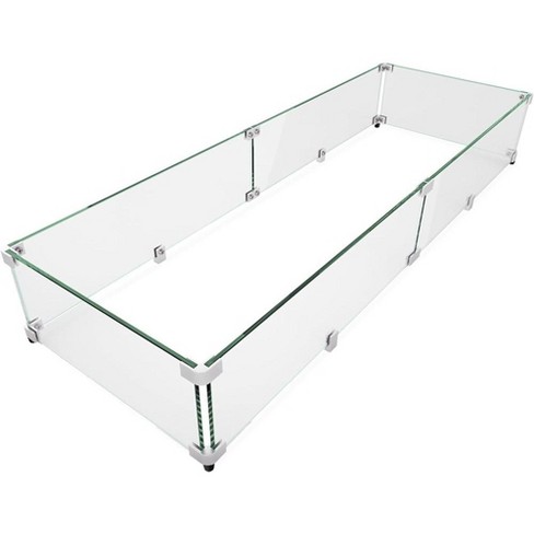 Gaspro 45 X 15.5 Inch Glass Wind Guard For Rectangular Fire Pit Table ...