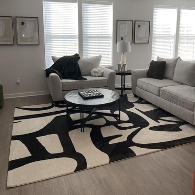 5'x7' Abstract Inkblot Rug Black/white - Threshold™ : Target