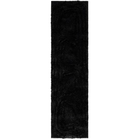 Hi-lo Shag Hls214 Power Loomed Runner Rug - Black - 2'2"x8' - Safavieh ...