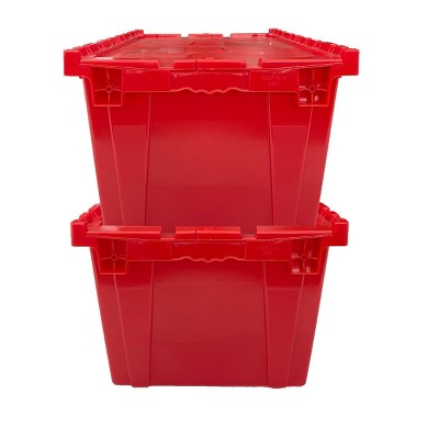 UBMOVE Storage and Packing Plastic Tote Crate with Attached-Lid Flip ...
