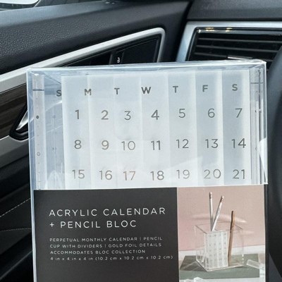 Russell+hazel Acrylic Monthly Calendar With Pen Holder Clear : Target