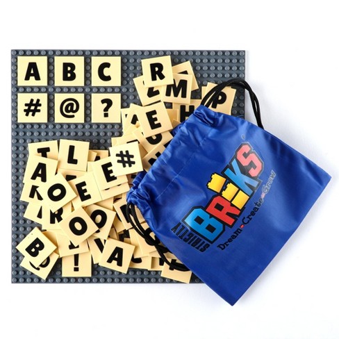 Strictly Briks Alphabriks And 10x10 Grey Baseplate - 100 Pieces - 2x2 ...