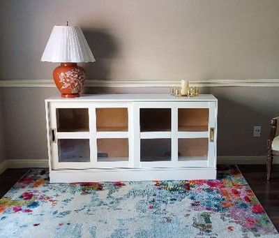 Promontory Sliding Glass Tv Stand For Tvs Up To 72" Black - Threshold ...