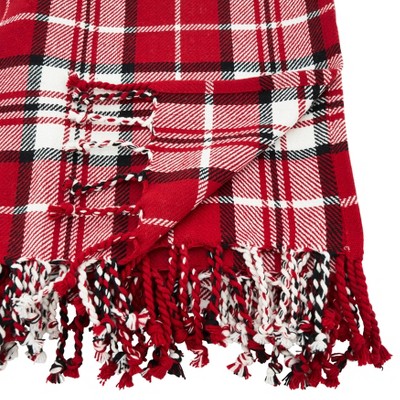 50"x60" Plaid Cotton Throw Red - Saro : Target