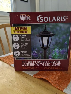 Solar Outdoor Lantern Black - Alpine Corporation: Led Garden & Pathway ...