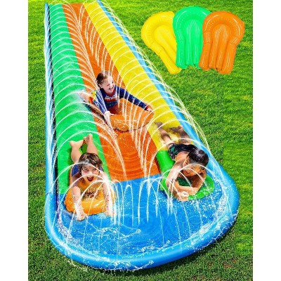 Sunrio Extra-Long Triple Lawn Water Slide – 22.5ft x 80in Slide with ...
