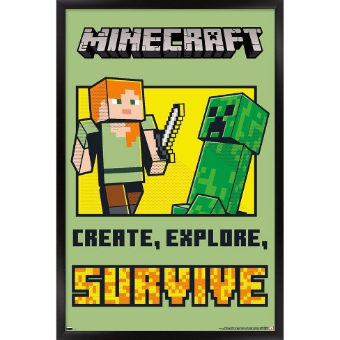 Trends International Minecraft - Create, Explore, Survive Framed Wall ...