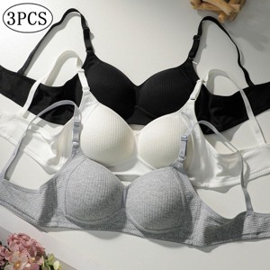 Paaaawaters 3PCS Girls Teenager Non-Wired Push Up Bras Comfortable Bra ...