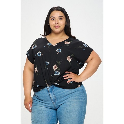 West K Women's Leah Plus Size Short Sleeve Woven Top : Target