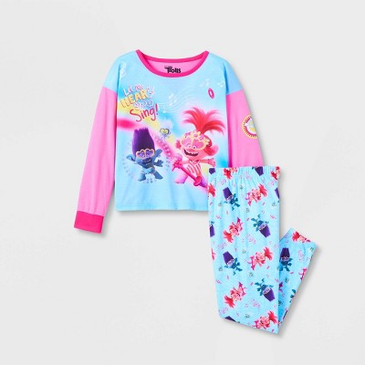 Dreamworks Trolls Girls' Poppy Happy Sleep Pajama Set Shorts Crewneck ...