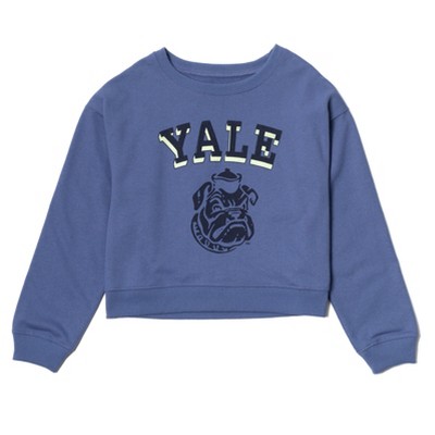 Yale Bulldogs Yale University Big Girls Fleece Sweatshirt Crop Top Blue ...