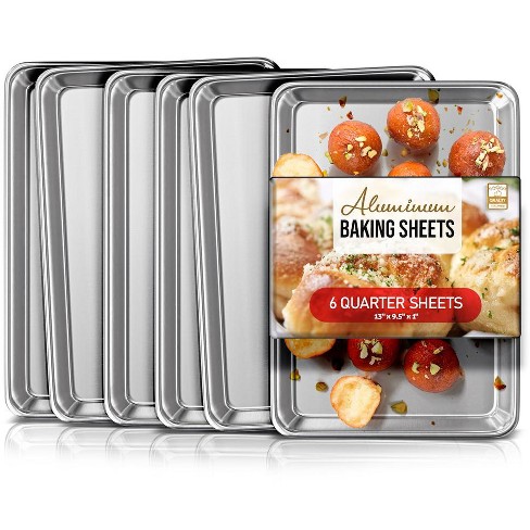 Joytable Aluminum Baking Sheet Set, 6 Pack Steel 9x13 Baking Pan ...