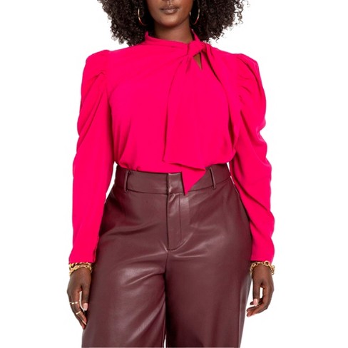 Eloquii Women's Plus Size Drape Front Blouse - 20, Pink : Target