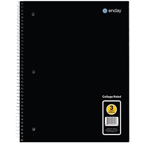C/r 120 Ct. 3-subject Spiral Notebook, Black : Target