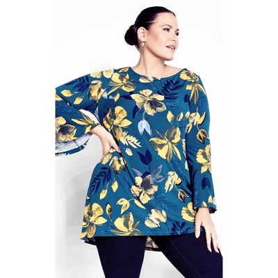 Women's Plus Size Brenda Print Tunic - Midnight Bloom | Evans : Target
