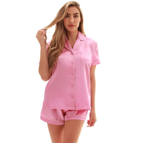 Just Love Solid Satin Pajama Short Set For Women Sleepwear Pjs (pink ...