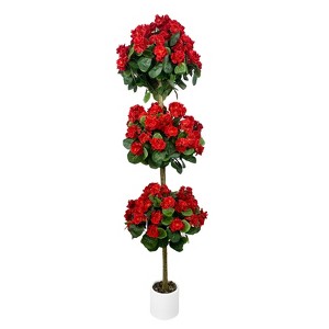 Lifelike UV Resistant Artificial White Geranium Tree – Tall 3‑Ball Faux ...