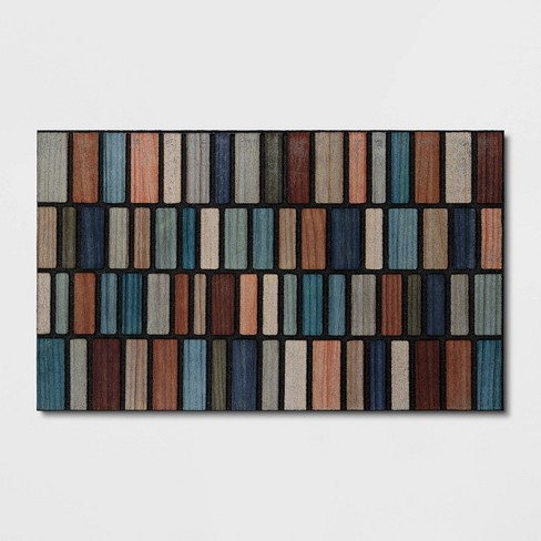 1'6"x2'6" Recycled Rubber Plank Striped Doormat - Threshold™: Outdoor ...