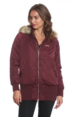 Allegra K Women's Quilted Zip-up Raglan Sleeves Bomber Jacket Pink ...