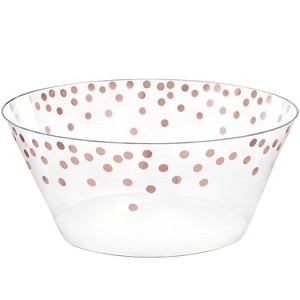 10" diam. Large White Disposable Plastic Serving Bowl with Rose Gold ...