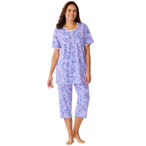 Only Necessities Women's Plus Size 2-piece Pintuck Tee And Capri Sleep ...