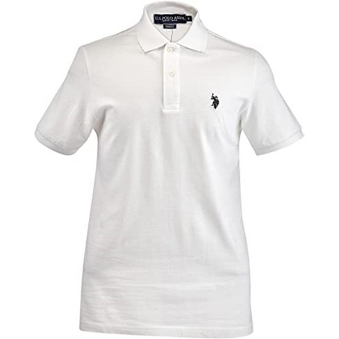 U.s. Polo Assn. Mens Solid Pique Polo With Small Pony White/black ...