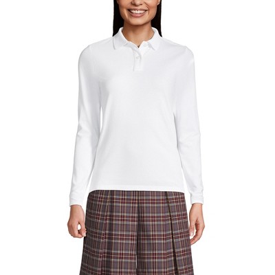 Lands' End School Uniform Women's Long Sleeve Feminine Fit Mesh Polo ...