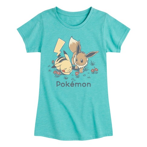 Girls' - Pokémon - Pikachu And Eevee Relaxing Fitted Short Sleeve ...