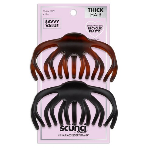 Scünci Recycled Large Claw Clips - Brown/black - Thick Hair - 2pk : Target