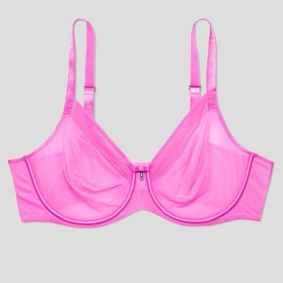 Curvy Couture Women's Plus Sheer Mesh Full Coverage Unlined Underwire ...