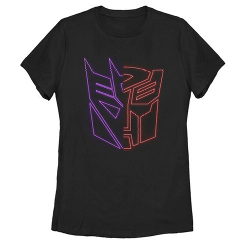 Women's Transformers Split Bot Neon Logo T-shirt : Target