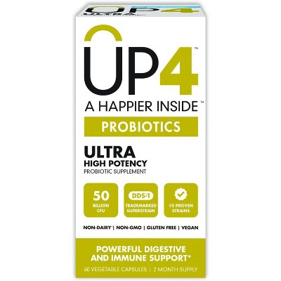 Up4 Happier Inside Ultra Probiotics Vegetable Capsules, 60 Count : Target