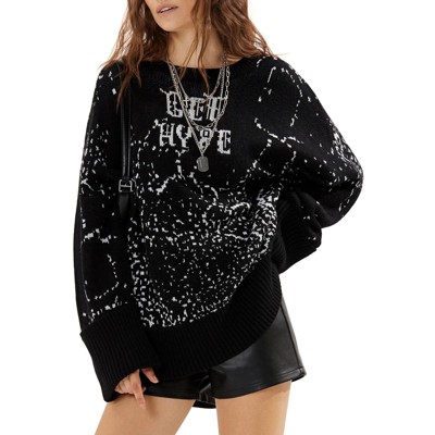 Dometour Womens Oversized Graphic Leopard Print Long Sleeve Sweaters ...